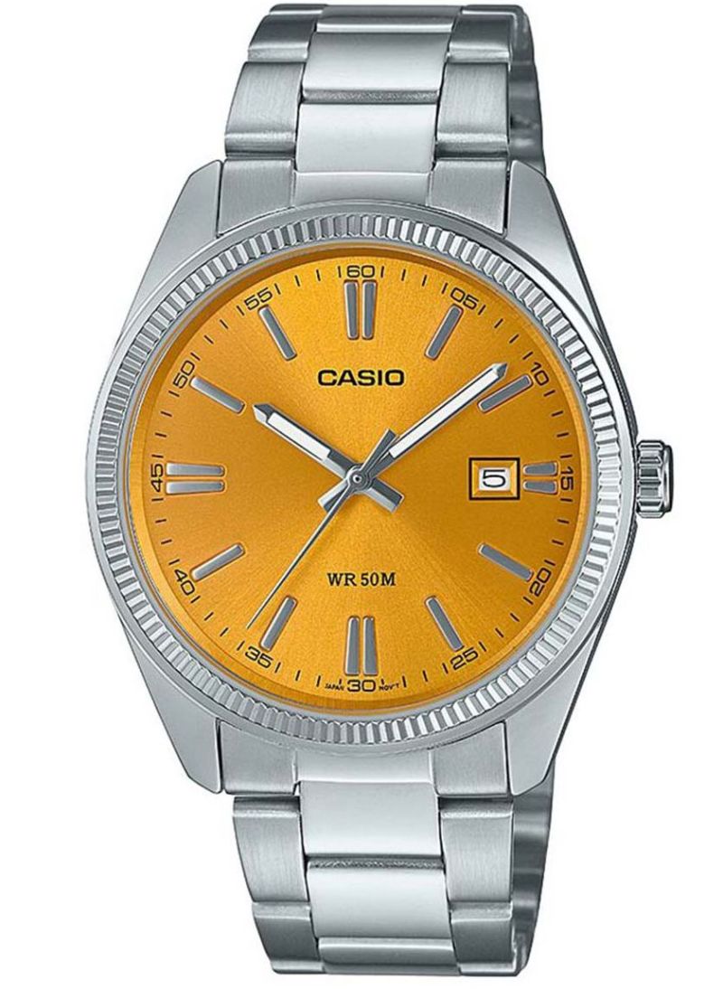 Gul sunray urskive | Klassisk Casio ur med Neobrite teknologi